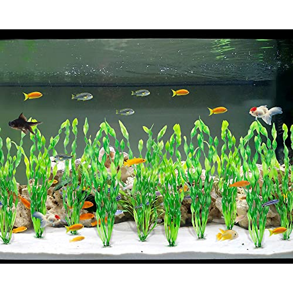 MyLifeUNIT Artificial Seaweed Water Plants for Aquarium, Plastic Fish Tank Plant Decorations 10 PCS (Green)