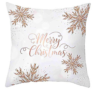 Scceatti Christmas Pillow Covers 18x18 in Square Winter Cushion Cover with Zipper Snowflake Soft Toss Theme Style Pillow Case Protector for Couch Sofa Bed Living Room Home Decorations Gifts Decor
