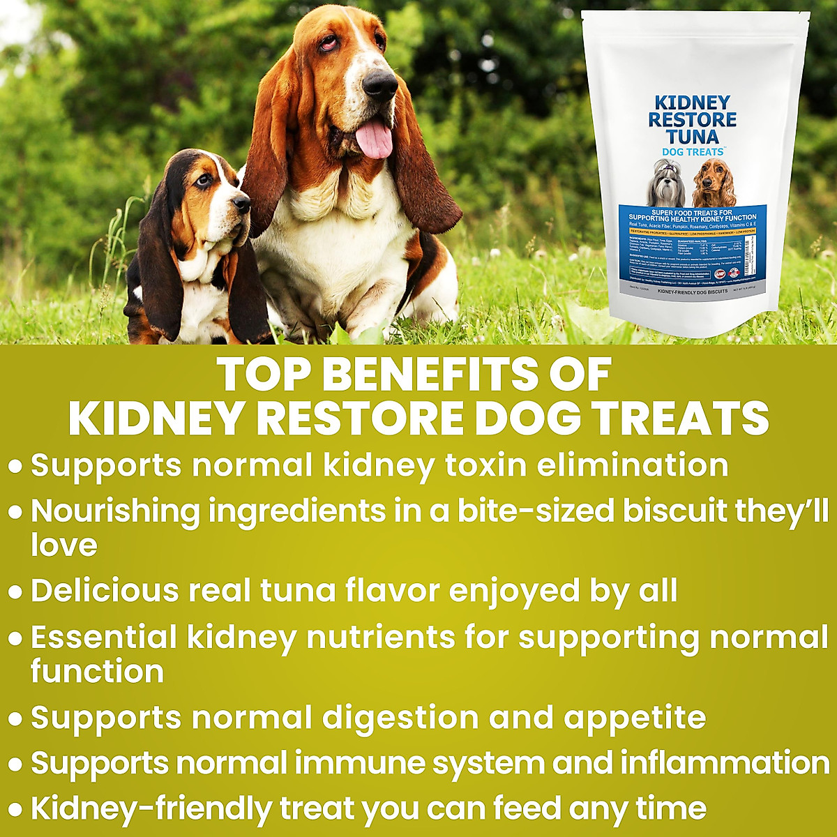 Kidney Restore Tuna Dog Treats. Special Kidney Friendly Dog Treats, Low Protein Dog Treats for Kidney Diets. Kidney Dog Treats Your Canine Will Love. Renal Dog Treats