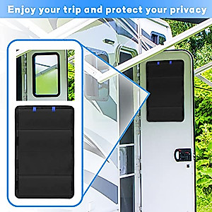 DAIKOU RV Door Window Shade, Foldable Velcro Blackout Cover, UV Rays Protection Camper Trailer Fits for Most Interior Waterproof Thickened Oxford Fabric Black