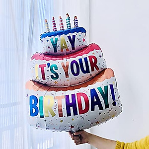 Happy Birthday Balloon Big 39" Foil Inflated Mylar Balloons Large Self-inflating Happy Bday Delivery Ballon Party Decoration Inflatable Ballons Supplies YAY