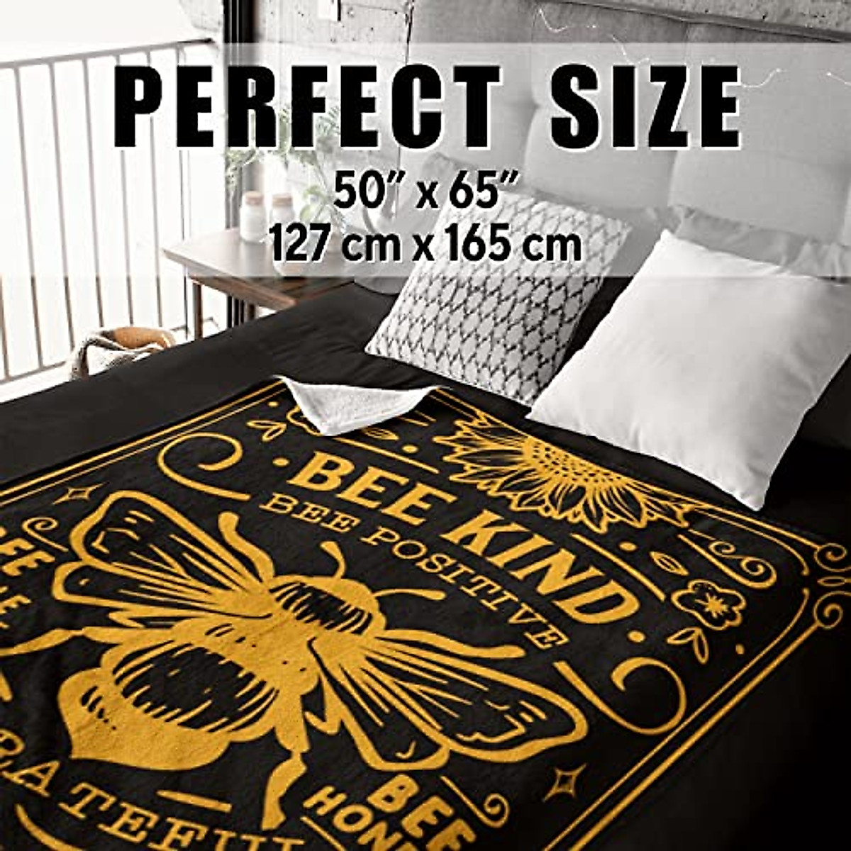 InnoBeta Bee Blanket, Bee Gifts for Women Men, Blanket with Bees and Sunflowers, Flannel Throw Blanket, Bee Themed Gifts for Bee Lovers, Bee Gift Idea for Birthday, Christmas, 50"x 65"