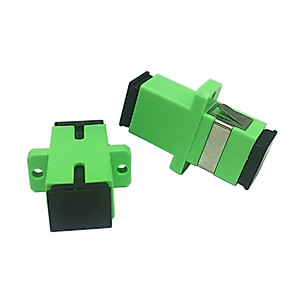 CERRXIAN SC Singlemode Fiber Optic Adapter SC Female to SC Female APC Simplex Single Mode Fiber Optical Coupler Network Internet Connector Adapter with Mount Panel (Green 5-Pack)