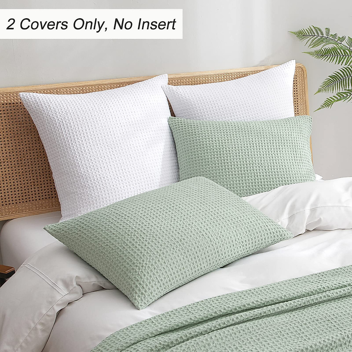 PHF Ultra Soft Waffle Weave Pillowcases Standard Size 20" x 26" 2 Pack, No Insert, Breathable Skin-Friendly Pillow Shams, Decorative Waffle Weave Pillow Case Covers, Sage Green