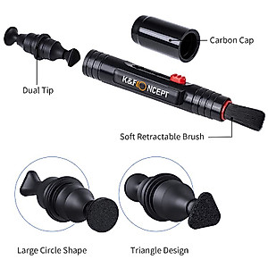 K&F Concept Camera Lens Cleaning Kit - 15ml Sensor Cleaner, Lens Pen Brush, Air Blower, Microfiber Cleaning Cloths & Lens Wipes for DSLR & Mirrorless Cameras and Sensitive Electronics