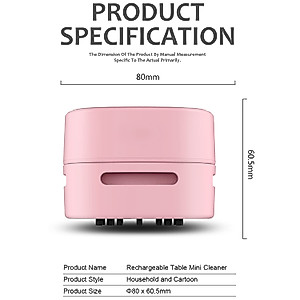 ODISTAR Desktop Vacuum Cleaner, Mini Table dust Sweeper Energy Saving,High Endurance up to 400 mins,360º Rotatable Design for Keyboard/Home/School/Office (Pink)