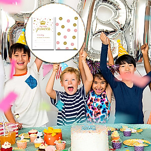 Buildinest Princess Birthday Party Invitations with Envelopes (20-Pack), 4"x6" Pink and Gold Birthday Invitation Cards, Fill-in Style Party Invites-B11