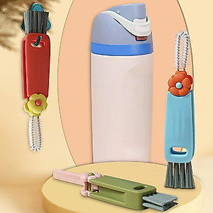 Ieesspd 3 in 1 Cup Lid Cleaning Brush Set - Multi-Functional, Efficient and Durable Brushes for Bottle Gap, Tight Spaces Cup and Portable Cup，Lid Cleaner with Brush(3 Pcs)