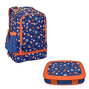 Bentgo 2-in-1 Backpack & Insulated Lunch Bag Set With Kids Prints Lunch Box (Sports)