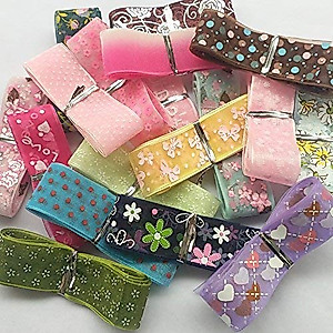 Chenkou Craft Random 20 Yards 1" 25MM Mix Lots Spring Summer Organza Ribbon Assorted Dots Bow Flower Love Heart Rose (Organza Ribbon 1")