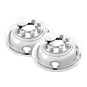 Kaper II SS-1604-EZNU Polished Stainless Steel Universal Truck Wheel Simulator Set for Chevrolet/Ford/Dodge (16" x 6" 6.5" Bolt Circle 8 Lug 4 Hand Hole, Pop Off for 4 Wheels Drive Hubs)