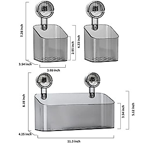 Dobbyby 3-Pack Suction Cups Wall Mounted Makeup Brush Holder Toothbrush Holder Skincare Organizer Shower Caddy Wall Spice Rack Storage Plastic Pet Holder Ideal for Kitchen or Bathroom, Smoke