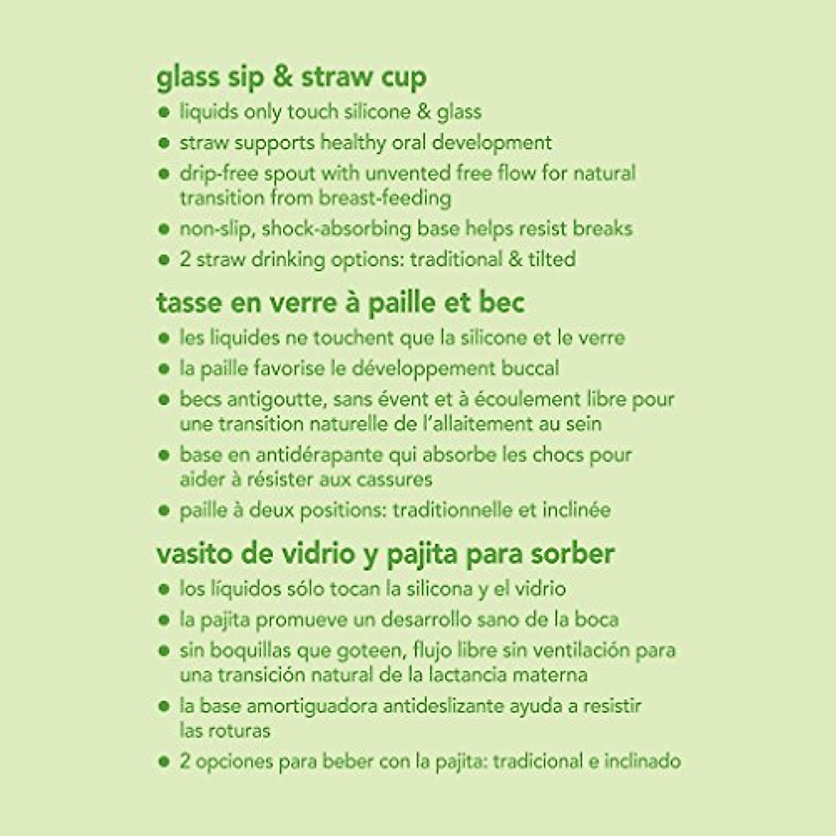 green sprouts Glass Sip & Straw Cup, Light Aqua, 6 Months+, 4 ounces