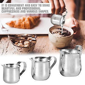 Rolin Roly 2Pcs Milk Frothing Pitcher Stainless Steel 60ml Small Bell-Shaped Creamer Mini Coffee Jug for Barista Cappuccino Espresso Cups Latte Art Pitcher