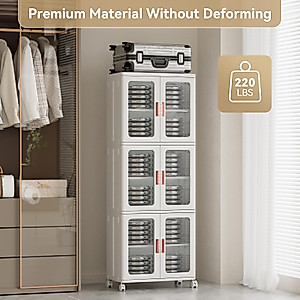 GONGQIN Stackable Storage Bins 23 Gal, Plastic Foldable Storage Box for Collapsible Room Clothes Organizers and Storage(3 PACK)