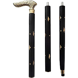 Halloween Walking Cane (37 Inch) Unique Gentleman Decorative Wooden Folding Walking Sticks with Brass Inlay Design Handle for Senior CitizenWalking Sticks and Canes for Men/Women/Seniors