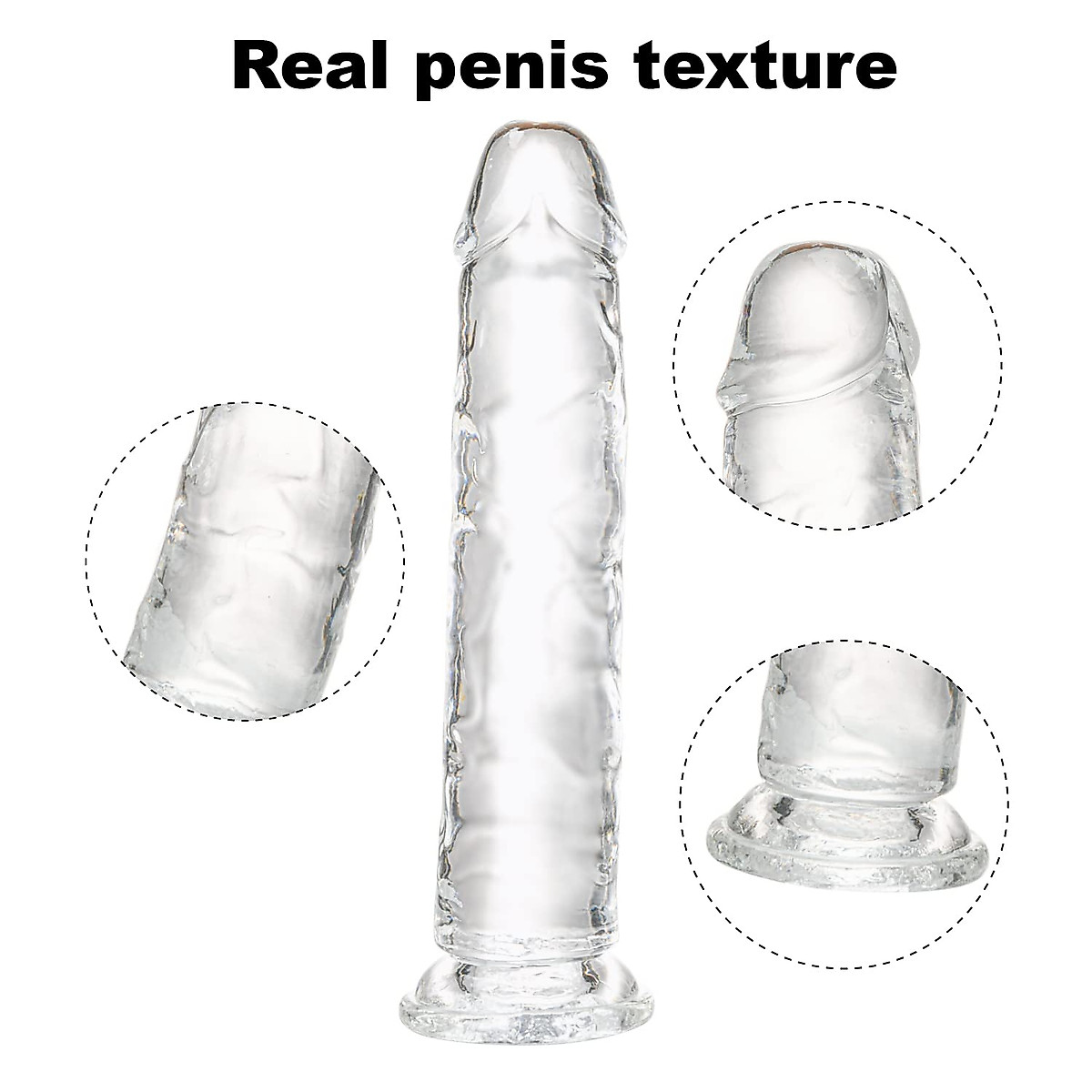 Realistic Dildos Feels Like Skin, 8.3 Inch Dildos with Strong Suction Cup for Hands-Free Play, Adult Sex Toys for Women Lifelike Huge Clear Dildo for Beginners Body-Safe Material
