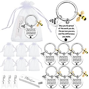 Tondiamo 18 Pcs Teacher Appreciation Gifts Set Include 6 Teacher Gifts Keychain Inspirational Key Chains 6 Organza Bags 6 Thank You Tags Thank You Gifts for Teacher Women Men Christmas
