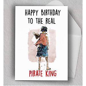 The Real Pirate King Birthday Card | Anime Greeting Card | Anime Gifts | Birthday Gift for Anime Fan | Blank Card