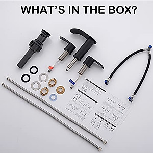 Bathroom Sink Faucet Matte Black - Bathroom Faucets for Sink 3 Hole 2-Handle 8 inch Widespread Bathroom Sink Faucet with Pop Up Drain and Faucet Supply Hoses