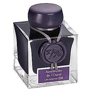 J. Herbin 1798 Anniversary Inks - Silver Sheen 50 ml Bottled - Amethyste de L'Oural (Rich Deep Purple Ink)