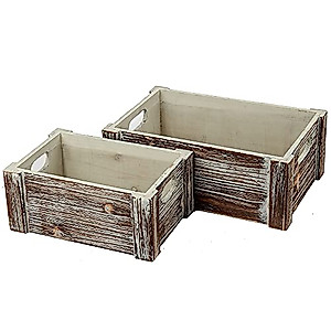 Wood Planter Box Rectangle Wooden Planter Boxes Set of 2 Rustic Wooden Window Box for Garden Plants Flower Succulent Herb