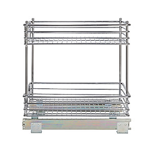 Household Essentials Glidez Multipurpose Chrome-Plated Steel Pull-Out/Slide-Out Storage Organizer for Under Cabinet Use - 2-Tier Design - Fits Standard Size Cabinet or Shelf, Chrome