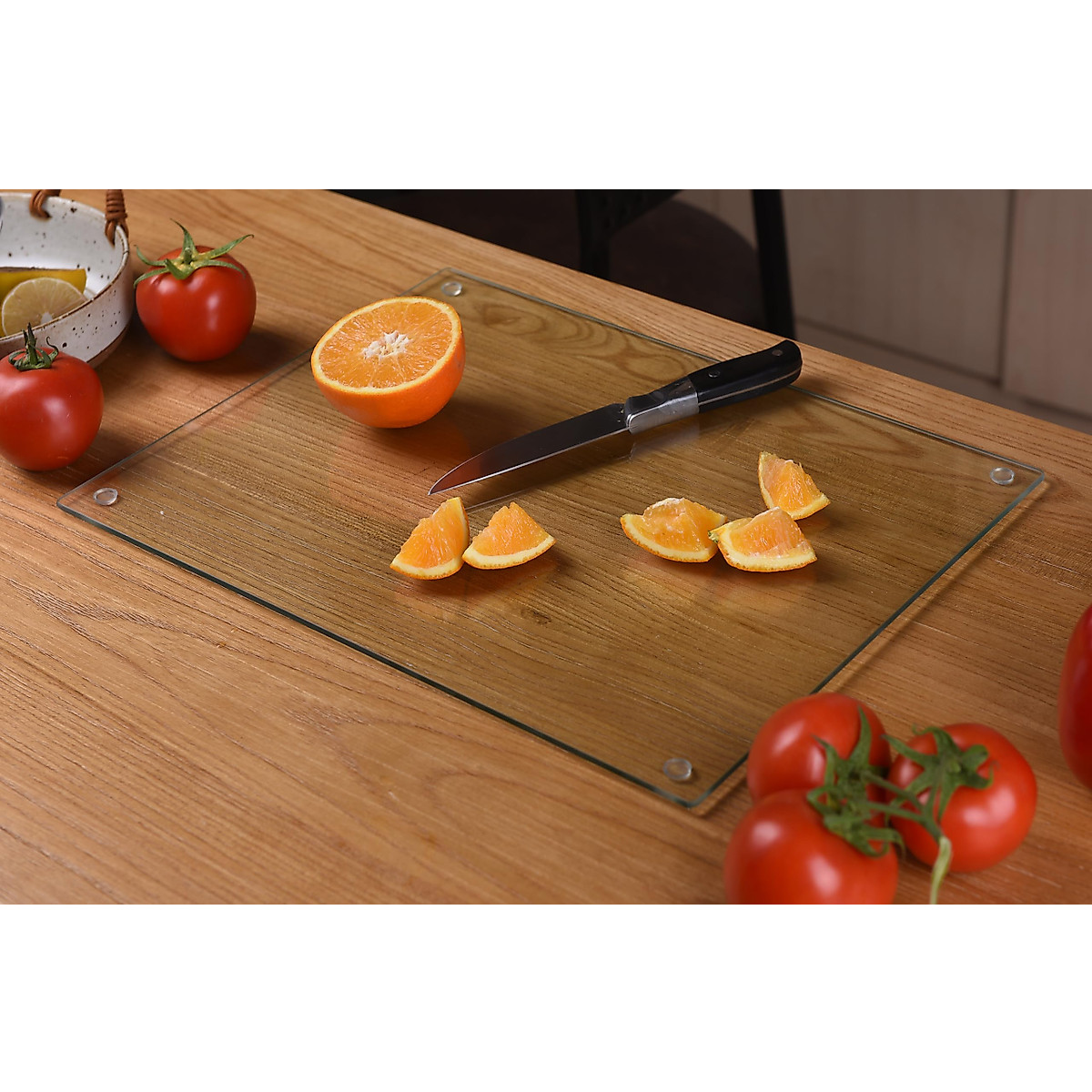 Phore Tempered Glass Cutting Board for Kitchen, Dishwasher Safe, Clear Cutting Board for Countertop, Scratch Resistant, Heat Resistant, Shatter Resistant(16"x12", Clear)