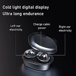 Nsxcdh Bluetooth 5.3 Mini Earbuds, Wireless TWS-Headphones with LED Digital Display & Touch-Control, Immersive Premium Sound Open Ear Headset, for Sports & Game(Black)