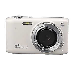 4K Digital Camera, Compact Camera Automatic Exposure Slim and Lightweight for Vlogging (White)