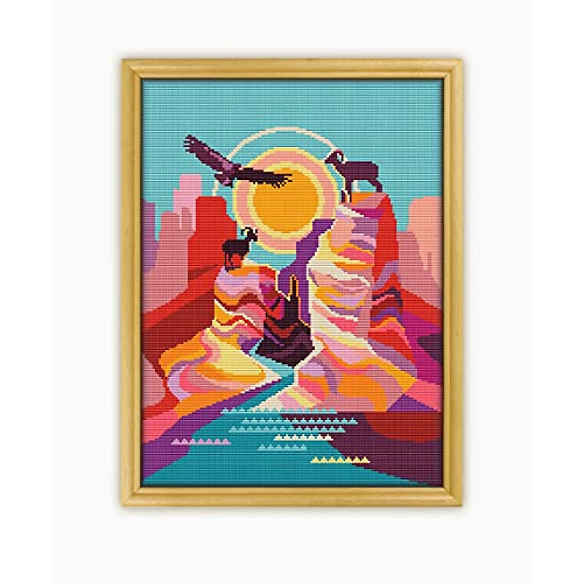 Grand Canyon National Park CS336 - Counted Cross Stitch KIT#2. Set of Threads, Needles, AIDA Fabric, Needle Threader, Embroidery Clippers and Printed Color Pattern Inside.