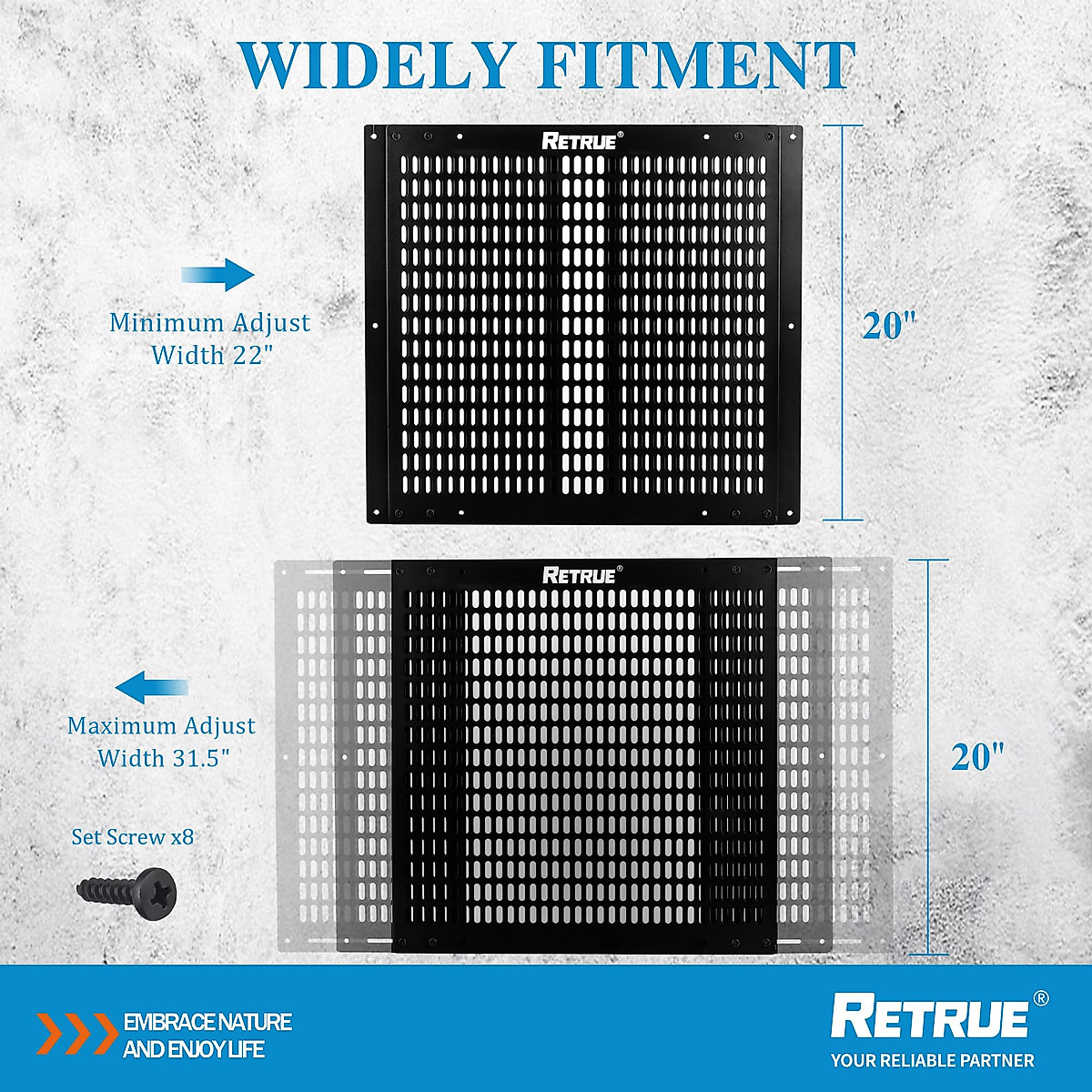 RETRUE RV Screen Door Protector Adjusts from 22" to 31.5" Aluminum Alloy Camper Screen Door Protector Guard for Dogs Kids Safe, Black