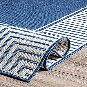 nuLOOM Asha Simple Border Indoor/Outdoor Area Rug, 5' x 8', Navy