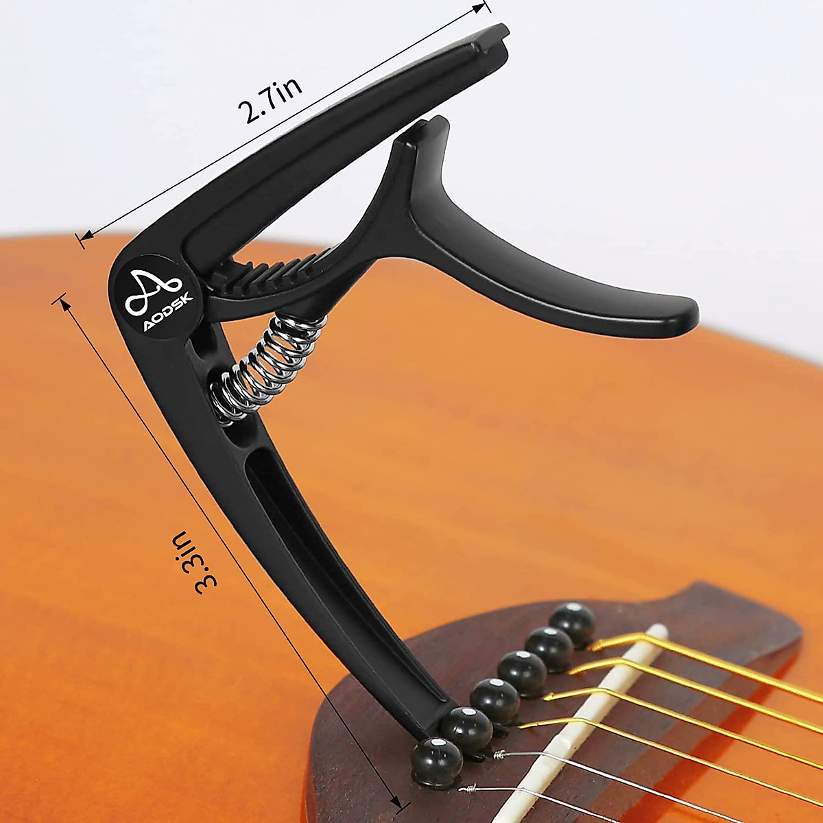 AODSK Capo for Electric Guitar Acoustic Guitar String Steel Ukulele Capo Metal Material Black with 3 pick