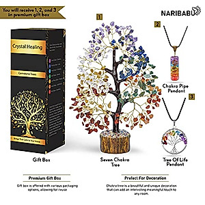 Seven Chakra Tree - Gemstone Tree - Feng Shui Crystal - Crystal Tree for Positive Energy - Gifts for Spiritual People - Crystal Decor - Chakra Crystals