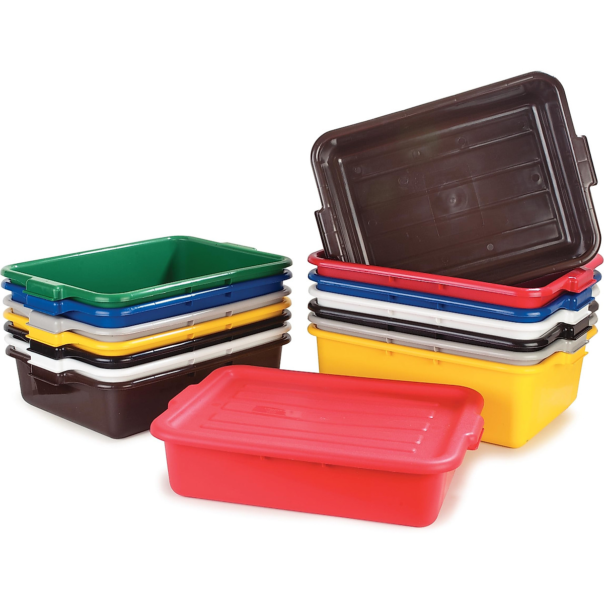 Carlisle FoodService Products N4401103 Comfort Curve™ Ergonomic Wash Basin Tote Box, 7" Deep, Black (Pack of 12)