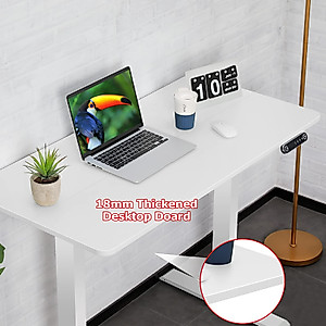 farexon Adjustable Standing Desk, 48in Raising Desk Ergonomic Desk with 2 USB Ports & 3 Power Outlets, and 6.5 ft Power Cord, Height Adjustable Desk with Double Crossbeam Structure, White