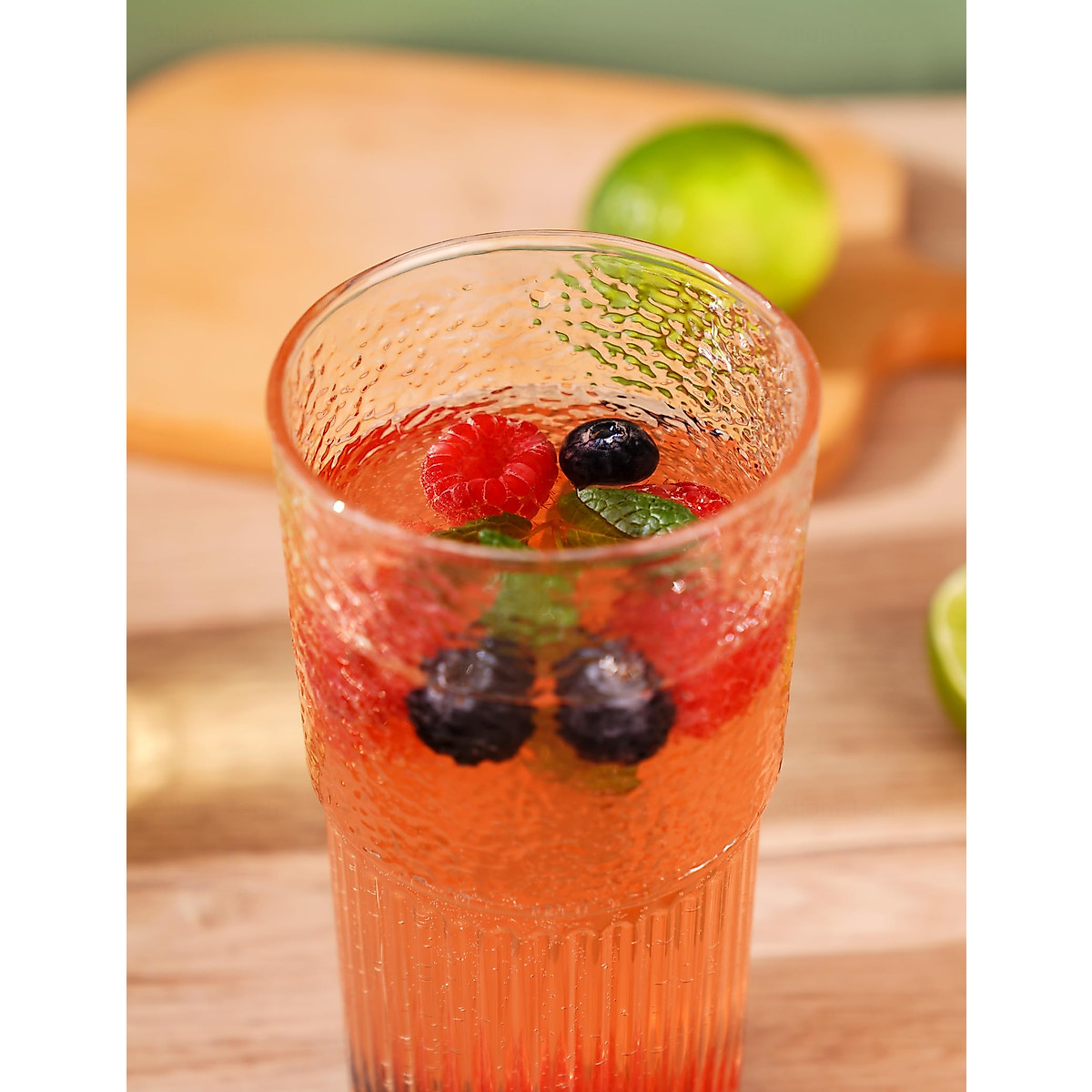 NiHome High Borosilicate Glass Tumbler Cup with Lid and Straw, 22oz Clear Iced Coffee Glass Cups Drinking Jars Glasses Smoothie Tea Cup with Straws, Wide Mouth Water Tumbler With Muffler Ring - 2 Pack