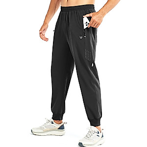 NORTHYARD Men's Athletic Running Pants Lightweight Workout Joggers Quick Dry Gym Sweatpants Active Sports Track Training Black L