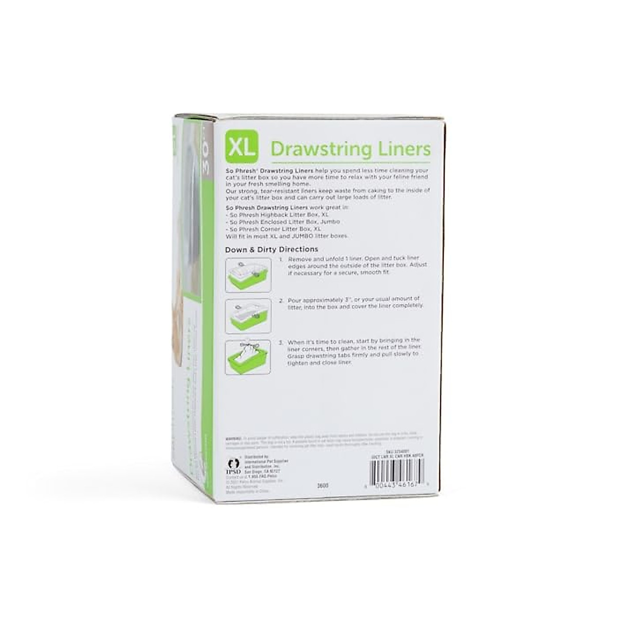 So Phresh Drawstring Liners for Highback Boxes for Cats, 43" L X 21.25" W, Count of 30