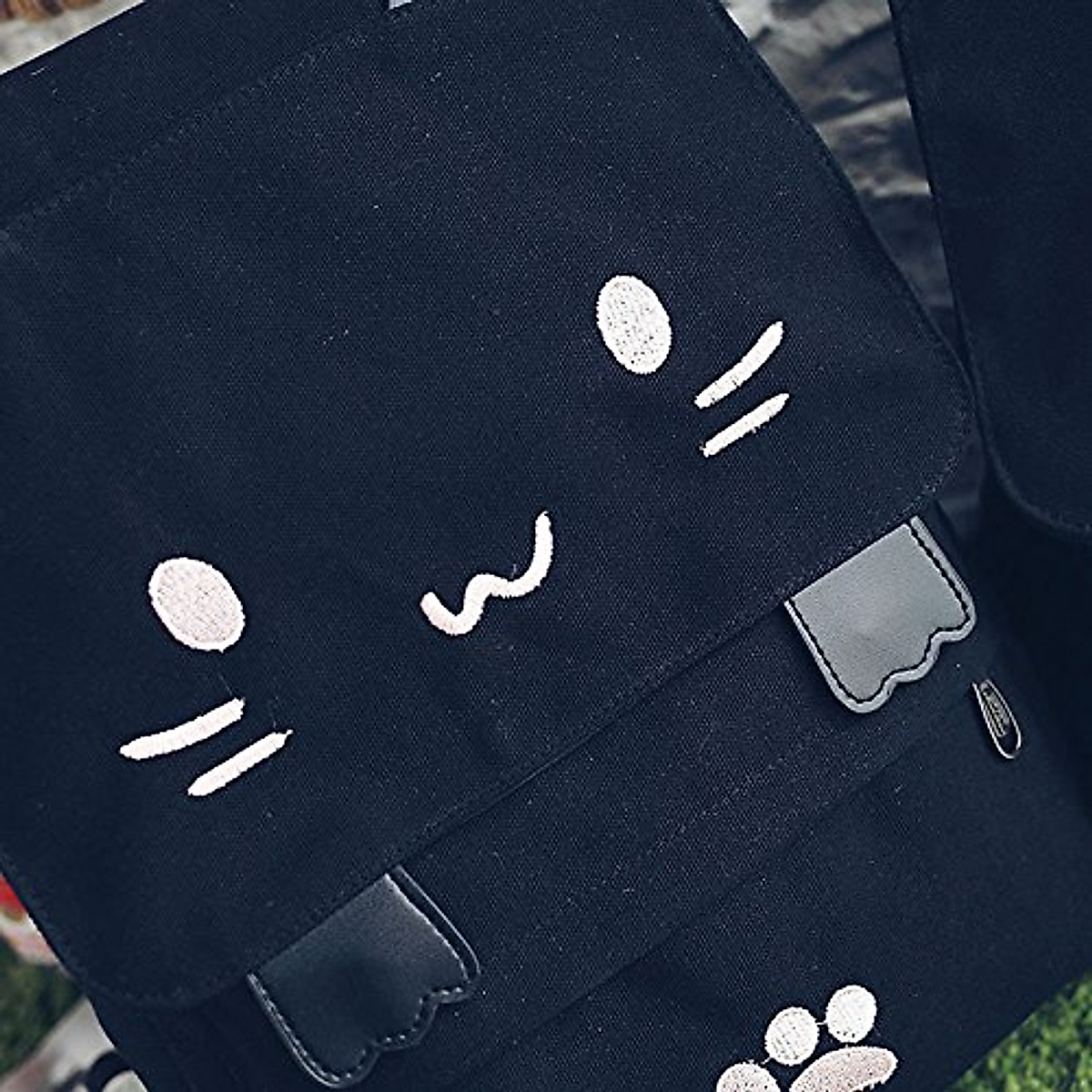 Cute Canvas Cat Print Backpack Lightweight Travel Rucksack