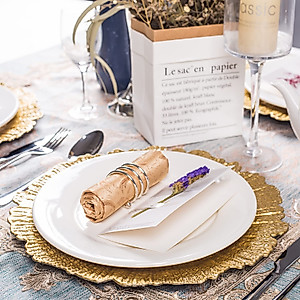 MAONAME Round 13" Gold Charger Plates, Set of 6, Reef Plate Chargers for Dinner Plates, Plastic Table Chargers for Wedding, Thanksgiving, Christmas