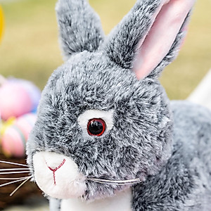 Lazada Easter Bunny Toy Stuffed Animal Realistic Rabbit Plush Toy Gray 9.5"