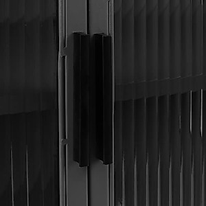 NOSGA Retro Style Fluted Glass Sideboard Storage Cabinet Simple Modern Console Table Detachable Wide Shelves Enclosed Dust-Free Storage Bottom Space for Living Room Bathroom Dining Room,Gray