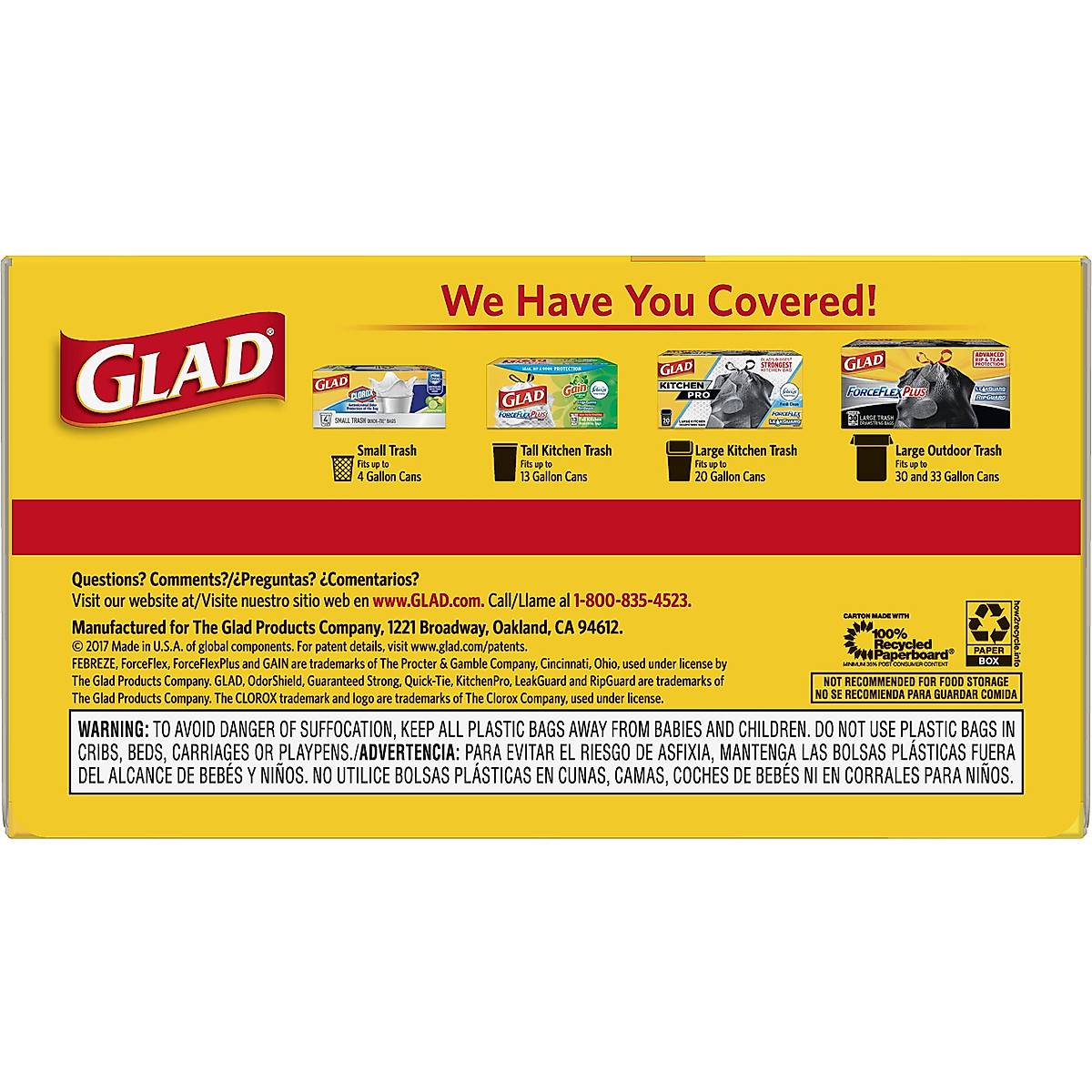 GLAD Tall Quick-Tie Trash Bags, 13 Gallon White Trash Bags for Tall Kitchen Trash Can, 80 Count - Packaging May Vary