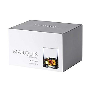Waterford Marquis Personalized Moments 18.6oz Double Old Fashioned Whiskey Glasses, Set of 4 Custom Engraved Crystal Rocks Glasses for Bourbon, Scotch, Liquor, Home Bar Accessories