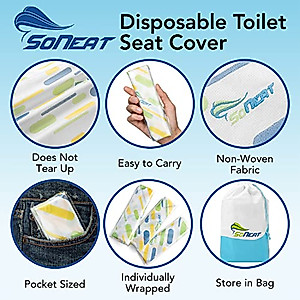 SoNeat Disposable Toilet Seat Cover - Extra Large Waterproof Toilet Seat Covers, Potty Training Seat Liners for Kids Travel and Public Restrooms, (Bright Lines, 4)