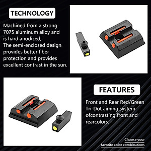 TAEDNOMZN Fiber Optic Red Green Sights No-Tritium for Taurus G2C, PT111,G2S, G3, G2, PT140, 709, 740, TX22 Accessories Sights Set (Front Green + Rear Red)