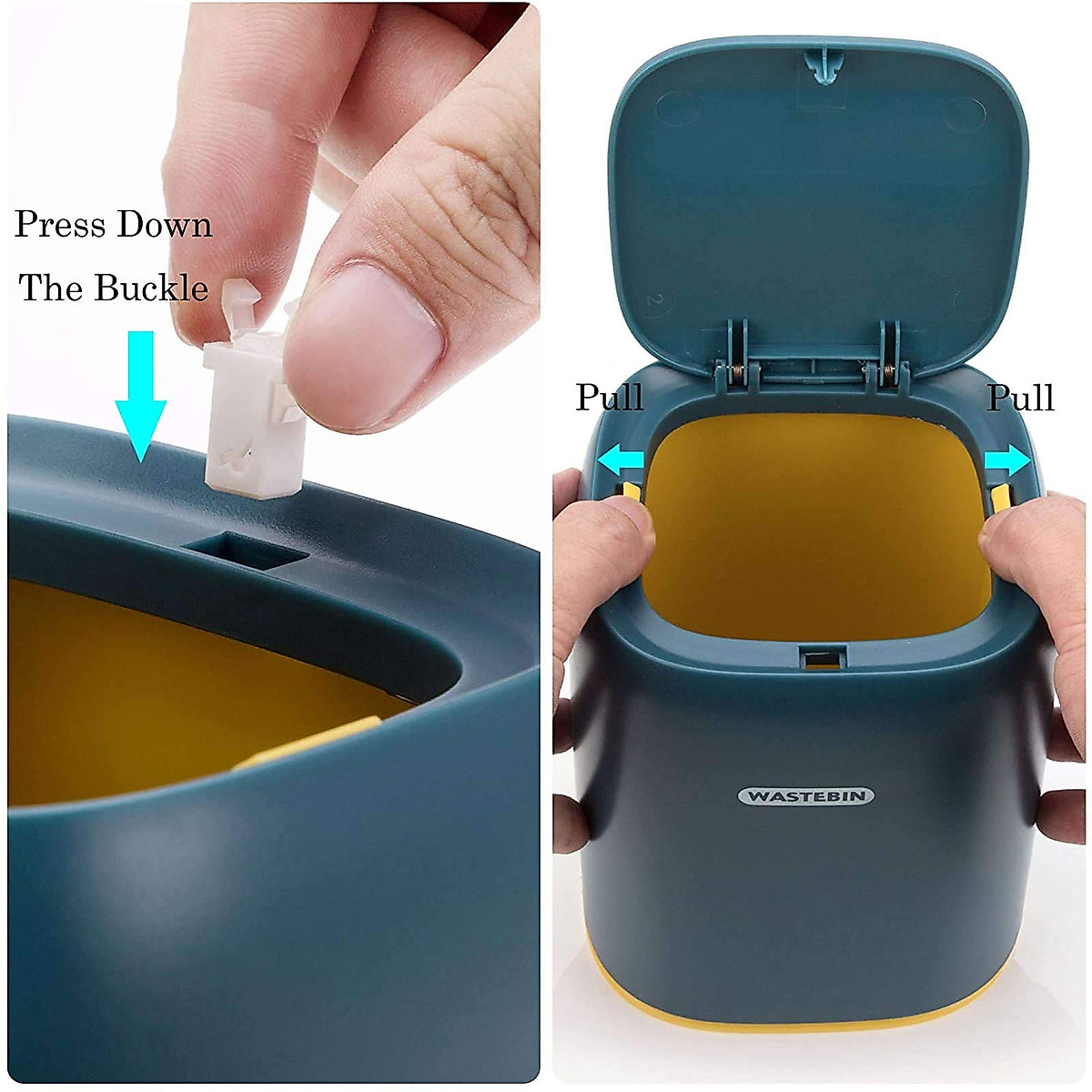 Originals 1.5L Mini Countertop Trash Can, Blue, Made of Eco-Friendly ABS+PP Material, BPA-Free, Easy to Clean and Wash, with Silicone Handle, Snap-On Design, Odor Control