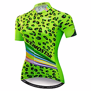 Cycling Jersey Women Bike Jersey Zipper Cycle Shirt Short Sleeve Road Bicycle Clothing Pro Team Racing MTB Top for Ladies Female Racing Mountain Clothes Breathable Green Size M